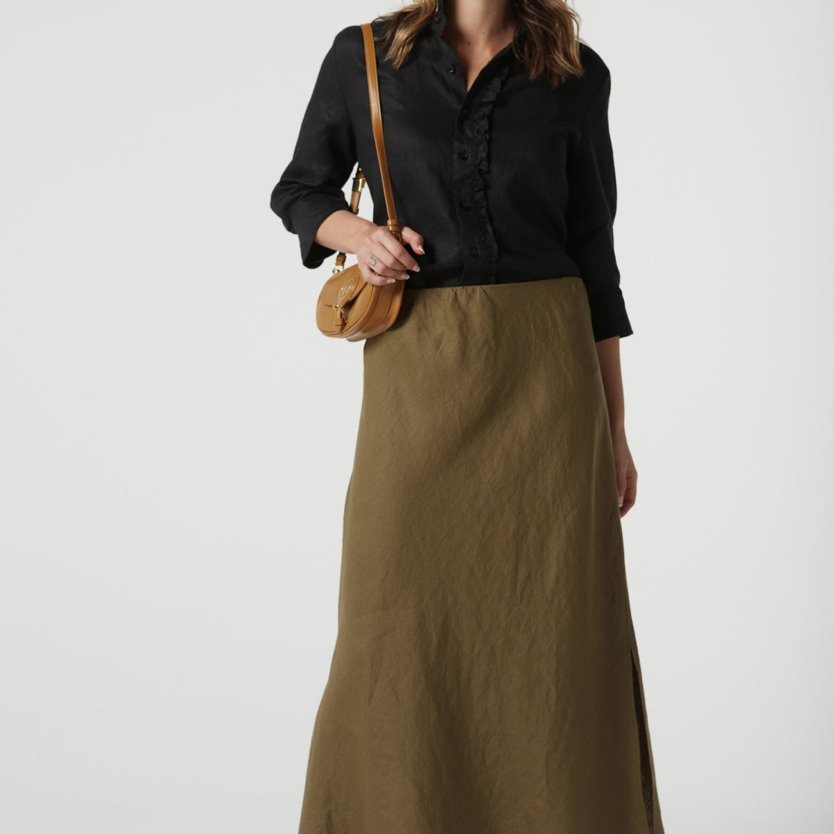 Bayside Linen Bias Skirt - Otter – Goondiwindi Cotton