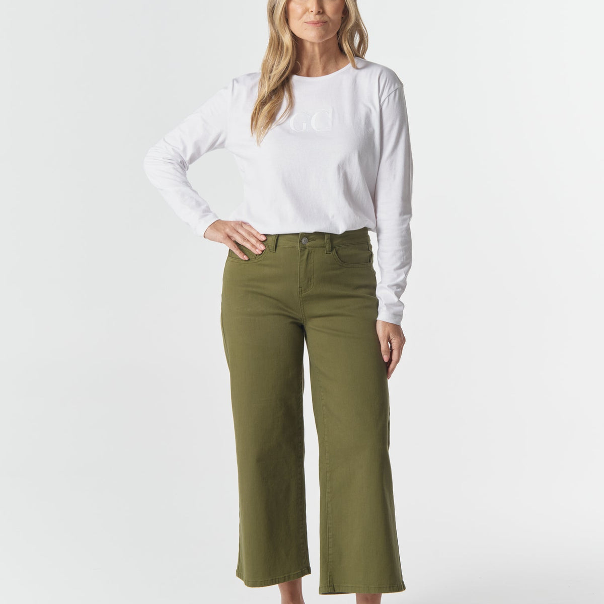 5 Pocket Crop Wide Leg Jean - Sage – Goondiwindi Cotton