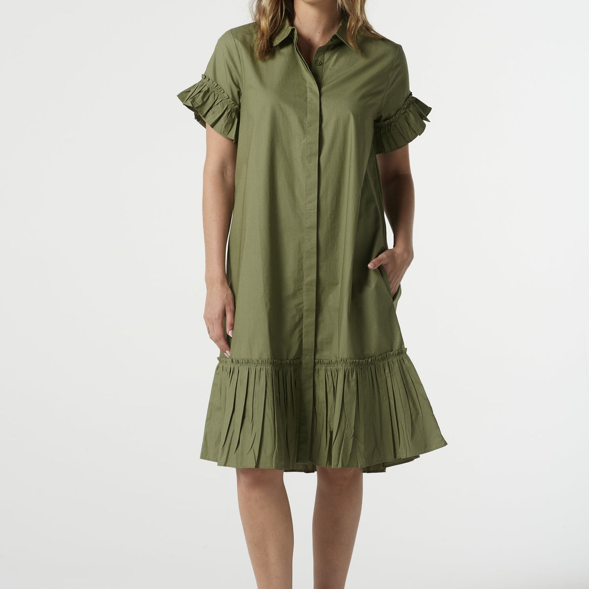 Coast Cotton Ruffle Midi Dress - Sage Green – Goondiwindi Cotton