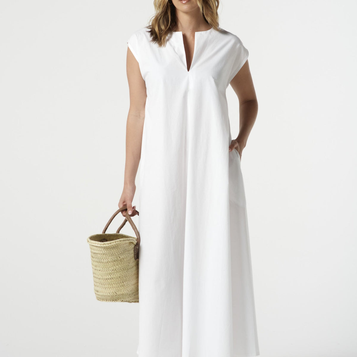 Shell Cotton Cap Sleeve Dress - White – Goondiwindi Cotton