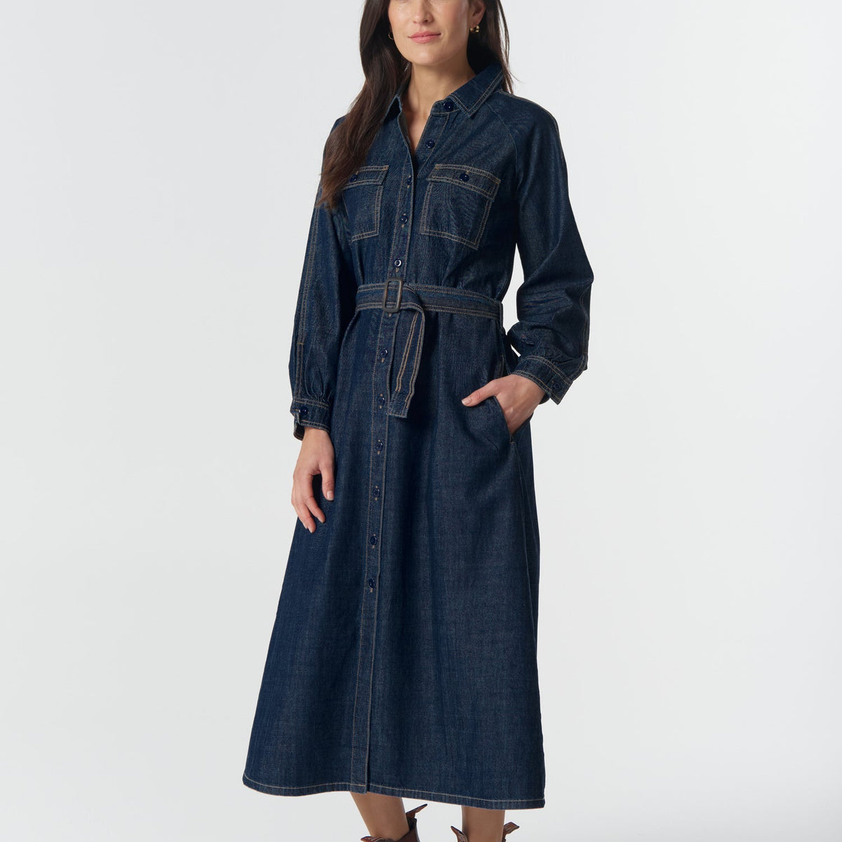 Stockman Denim Dress - Dark Indigo – Goondiwindi Cotton