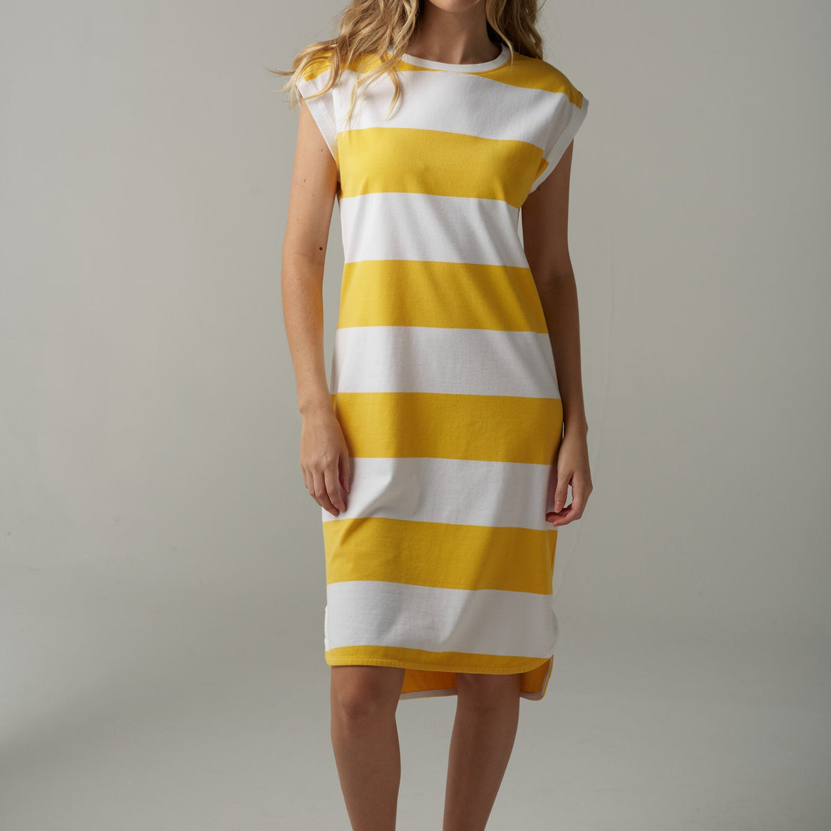 Club Cotton Stripe Dress - White/Daffodil – Goondiwindi Cotton