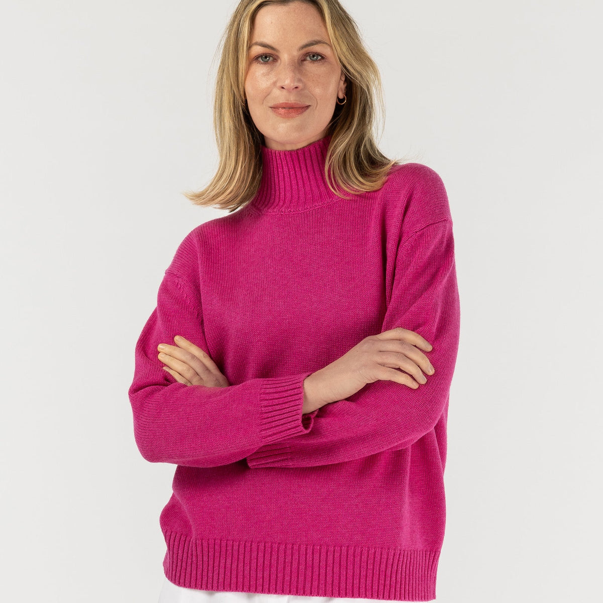 High Neck Jumper - Azalea Pink – Goondiwindi Cotton